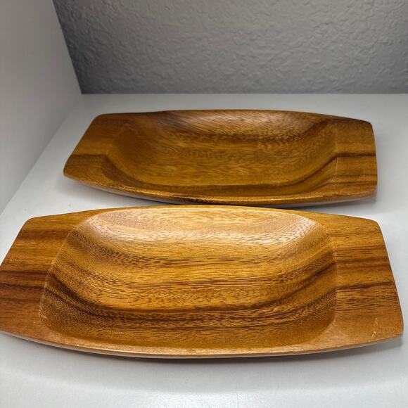 Generic | Dining | Vtg Set Of 2 Monkey Pod Wood Dishes Acacia ...